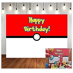 Red White Ball Photo Background Kids Happy Birthday Party Vinyl Game Boy Photography Backdrop Children Photo Booth Studio Props 5x3ft Magic Pet Baby Shower Decorations Cake Table Banner Supplies