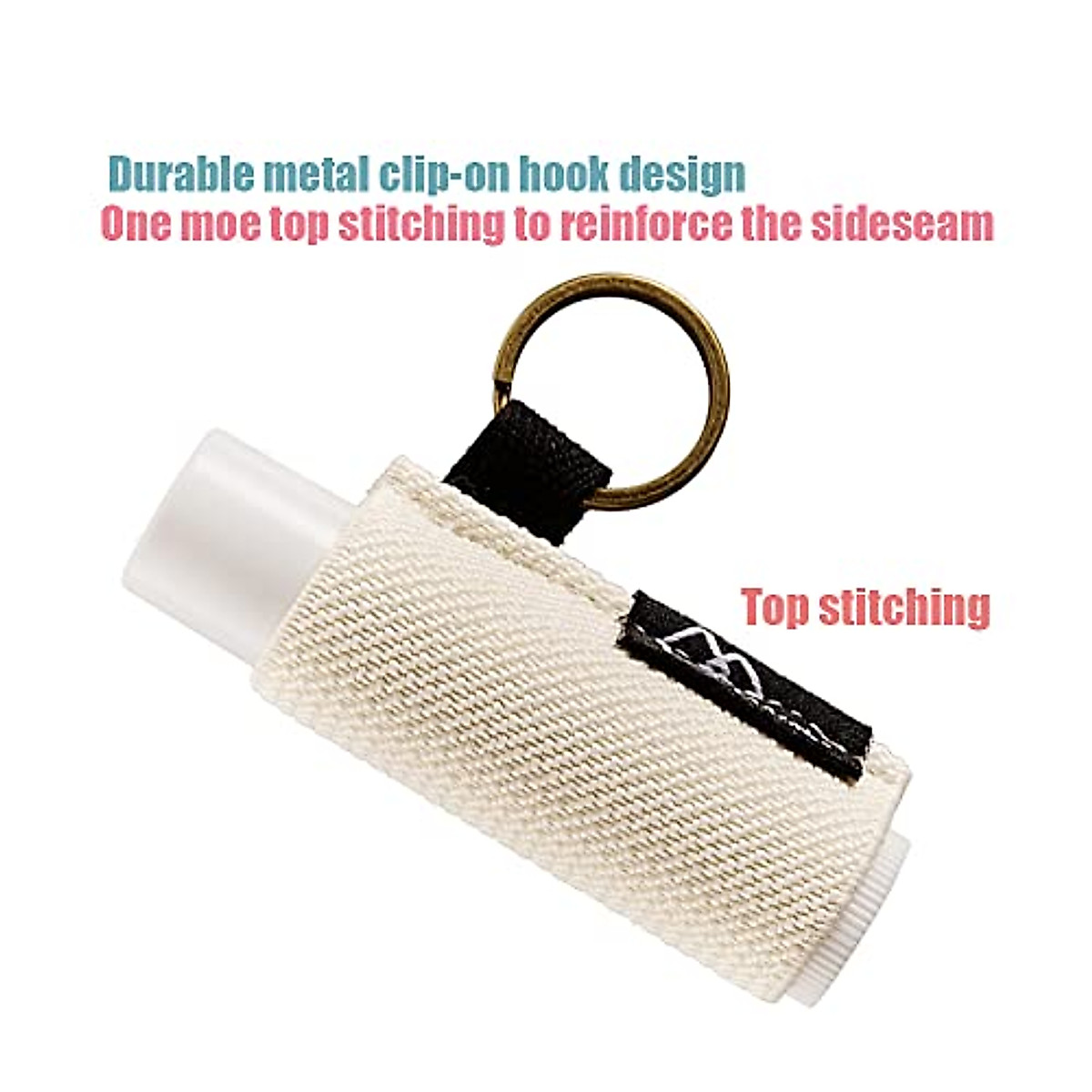 WK IEASON - Lip Balm Holder Keychain Clip On Lipstick Sleeve Tight-Knit Elastic Lip Balm Keychain Holder (Black/Grey/Yellow/Blue)