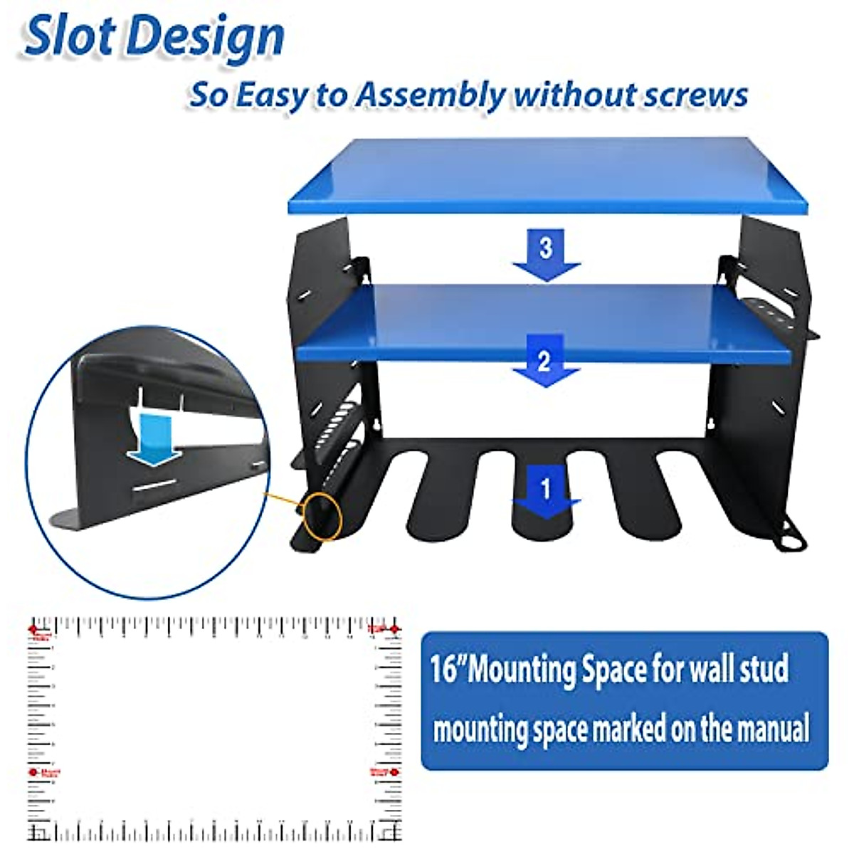 Hemacudy Drill Holder Power Tool Organizer,Drill Storage Rack Wall Mount Drill Holder Garage Tool Organizers and Storage for Garage,Workshop,Holds 4 Drills,Easy Assembly (Blue)