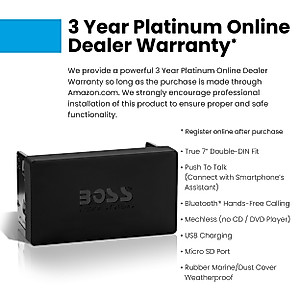 BOSS Audio Systems BVCP9700A-MR Marine Boat Stereo Sound System - Apple CarPlay, Android Auto, 7 Inch Double Din Touchscreen, Bluetooth Audio and Calling Head Unit, Radio Receiver, No CD Player