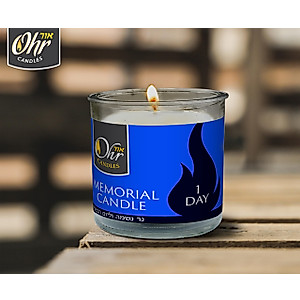 Ohr Candles Yahrzeit Memorial Candles - 1 Day Yahrzeit Candle - Yartzeit Candles 24 Hour Yom Kippur Jewish Candles in Glass Tumbler - 6 Pack