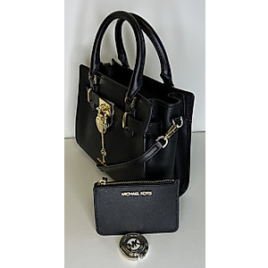 Michael Kors MICHAEL Michael Kors Hamilton SM Satchel bundled with SM TZ Coinpouch Purse Hook (Black)