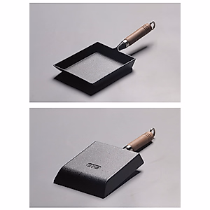 LI-GELISI Tamagoyaki Japanese Omelette Pan/Egg Pan,Rectangle Frying Pan Mini Frying Pan Iron Omelette Pan Tamagoyaki-ki Wooden Handle 9×7 inch