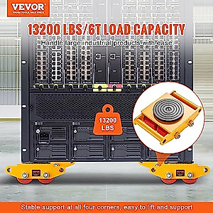 VEVOR Industrial Machinery Mover, 6T/13200lbs Machinery Moving Skate with 360°Rotation Cap and 4 PU Wheels, Heavy Duty Dolly Skates for Moving Equipment