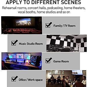 48 Pack Black Acoustic Foam Panels, 1" X 12" X 12" Acoustic Panels Soundproof Studio Foam for Walls Sound Absorbing Panels Sound Insulation Panels, Acoustic Foam Panels (48 PCS)