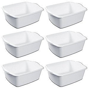 STERILITE Plastic Rectangular Dish Pan, White, Pack of 6