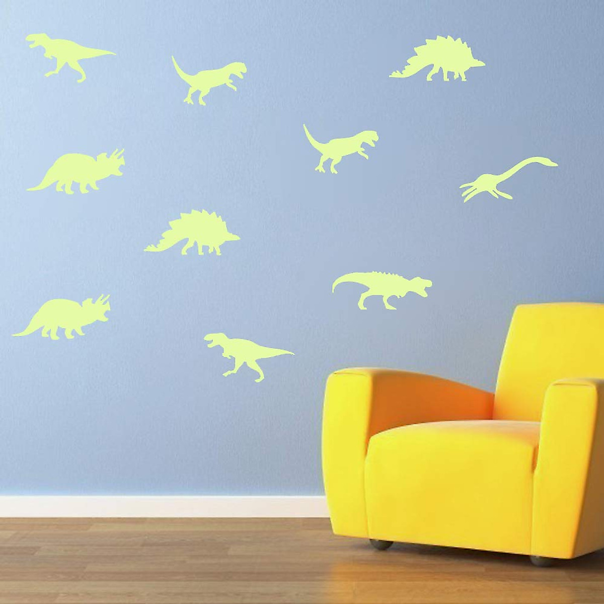 ufengke 9-pcs Dinosaurs Wall Decals Fluorescence Stickers Glow in The Dark, Children's Room Nursery Removable Wall Stickers Murals
