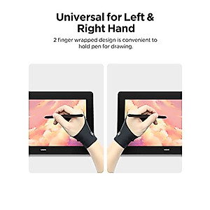 UGEE Digital Drawing Glove 4 Pack，Artist Glove for Drawing Tablet Digital Art Glove with Two Finger for Right Hand or Left Hand Universal Sizes