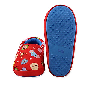 CoComelon Toddler and Kids Plush Aline Slippers (9-10 M US Toddler, Red)