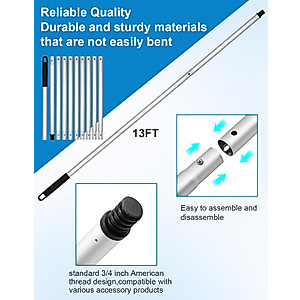 hveryppy Light Bulb Changer for high Ceilings, Light Bulb Changer with Baskets and Suction Cup, 13FT Assembled Light Bulb Extension Pole Changer,high Reach Light Bulb Changer for Household