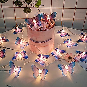 AMZSTAR Butterfly String Lights, 10ft 20 LEDs Battery Operated Night Light Copper Wire Fairy Light Decor indoor for Bedroom Party Garden Wedding Decoration (Purple)