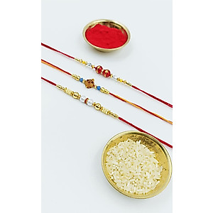 Rakhi for brother | Bracelet set of 2,3 and 4 Unique Design| Made of Brass with idol symbolic design and antique designer rakhi/bracelet | Best Gift for brother, Sister and family member. (style 6)