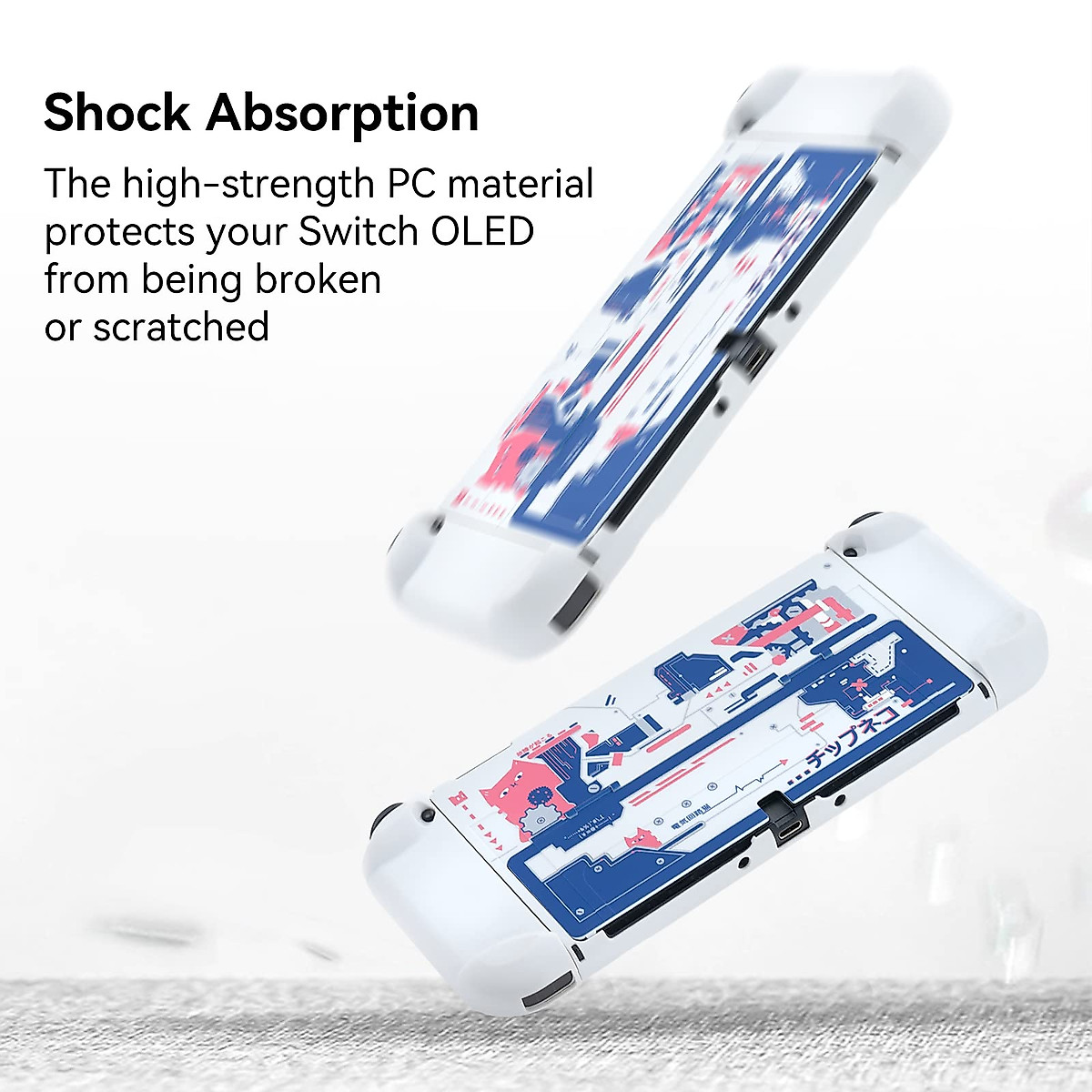 GeekShare Protective Case Slim Cover Case Compatible with Nintendo Switch OLED and Joy-Con - Shock-Absorption and Anti-Scratch - Circuits Cat