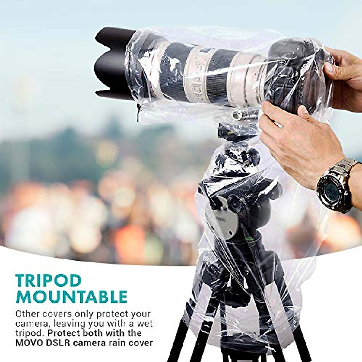 Movo (5 Pack) RC1 Clear Rain Cover for DSLR Camera and Lens up to 18" Long