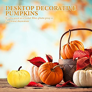 Garneck 18 Pcs Fabric Pumpkin Ornament Thanksgiving Table Decor Fall Harvest Pumpkins Mini Fake Pumpkins Farmhouse Pumpkin Halloween Kitchen Decor Pumpkin Decor Vegetable Miniature Foam