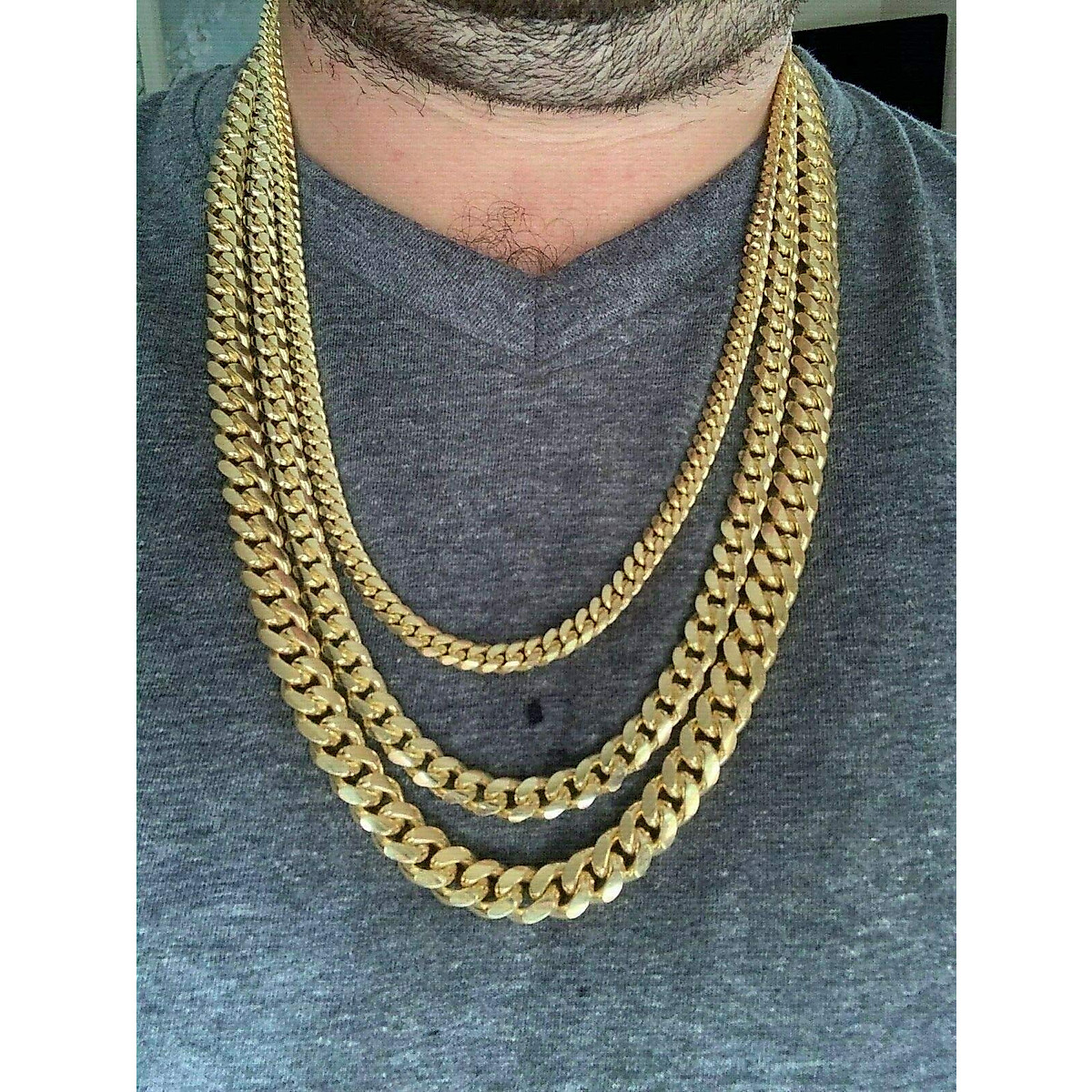 HarlemBling Miami Cuban Link Chain Or Bracelet - 14k Gold Plated Real Solid 925 Silver Necklace - Box Lock Cuban Link 4-10.5mm - Italy (26, 5mm Wide)