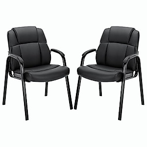 Sweetcrispy Waiting Room Chairs Reception Chairs Office Guest Chairs Set of 2, Big and Tall Desk Chair No Wheels Executive Office Chair PU Leather Conference Room Chairs Lobby Chairs with Padded Arms