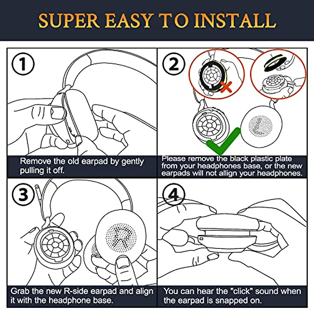 SOULWIT Earpads Replacement for Jabra Evolve2 65 (65MS 65UC USB)/Evolve2 40 (40UC 40MS USB)/Elite 45h On-Ear Wireless Headset, Ear Pads Cushions with Softer Protein Leather
