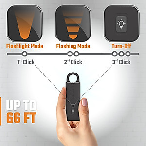 Personal Safety Alarm Keychain for Women Protection – USB Rechargeable 130 dB Self Defense Siren Panic Key Chain with Light and Low Battery Notice by WETEN (Black)