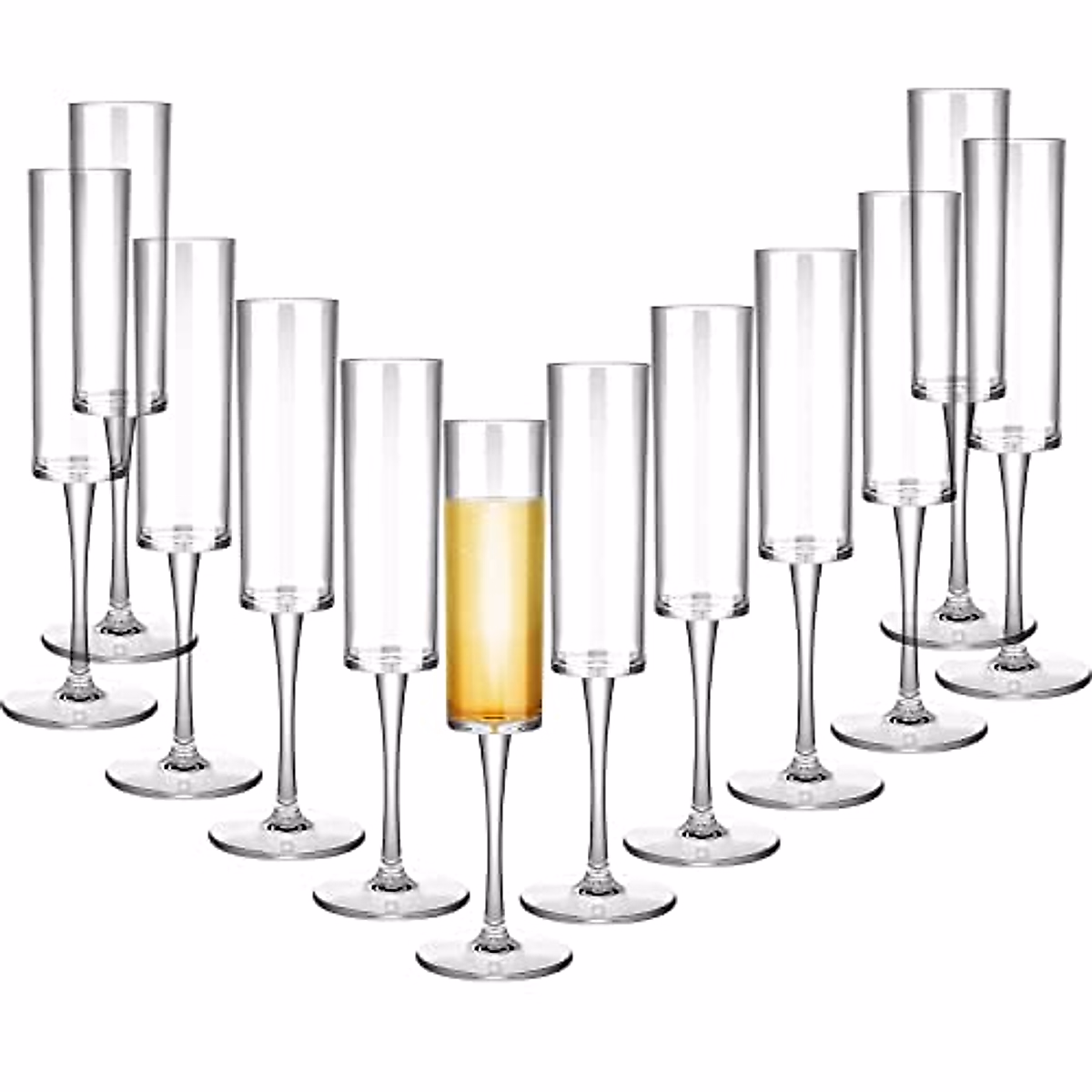 Champagne Flutes Goblets Plastic Acrylic Wine Toasting Goblets Crystal Disposable Cocktail Cups Drinkware Reusable For Christmas Party Wedding Birthday Anniversary(Clear,12 Pieces)