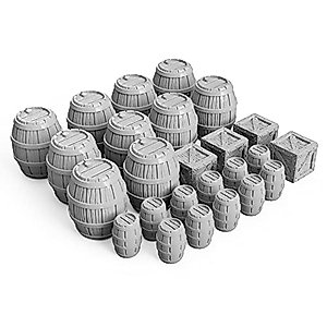 3DEGOS Barrels and Crates Set DND Terrain 28mm for Dungeons and Dragons, D&D, Pathfinder, Warhammer 40k, RPG, Miniatures, Age of Sigmar, Tabletop, D and D, Dungeons and Dragons Gifts