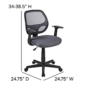 Flash Furniture Flash Fundamentals Mid-Back Gray Mesh Swivel Ergonomic Task Office Chair with Arms