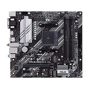 ASUS Prime B550M-A AC AMD AM4 (3rd Gen Ryzen™) Micro ATX Motherboard (PCIe 4.0, WiFi, ECC Memory, 1Gb LAN, HDMI 2.1/D-Sub, 4K@60HZ, Addressable Gen 2 RGB Header and Aura Sync)
