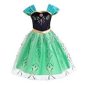 Dressy Daisy Ice Princess Coronation Green Costume Tulle Dress for Toddler Girls Halloween Birthday Party Fancy Outfit Size 3T, A