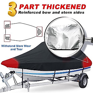Wakeboard Tower Boat Cover 21-23ft, Heavy Duty 100% Waterproof Over The Tower Cover for V-Hull Fishing Tournament Boat w/Ski Wakeboard Tower Boat Cover…