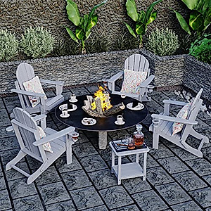 Sundale Outdoor Folding All Weather Heavy Duty Adirondack Chair with 2 Concealable Cup Holder and 1 Stylish Pillow/Cushion, Perfect for Outside Patio Garden Pool Yard Plastic Smoky Grey