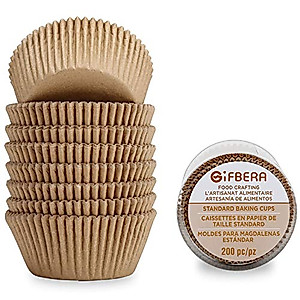 Gifbera Natural Odorless Cupcake Liners Standard Greaseproof Paper Muffin Baking Cups 200-Count, Natural Color