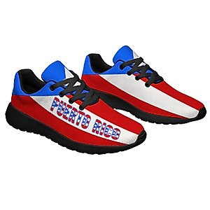 Puerto Rico Shoes Mens Womens Running Tennis Shoes Athletic Casual Puerto Rico Flag Sneakers Gifts for Friends Black Size 11