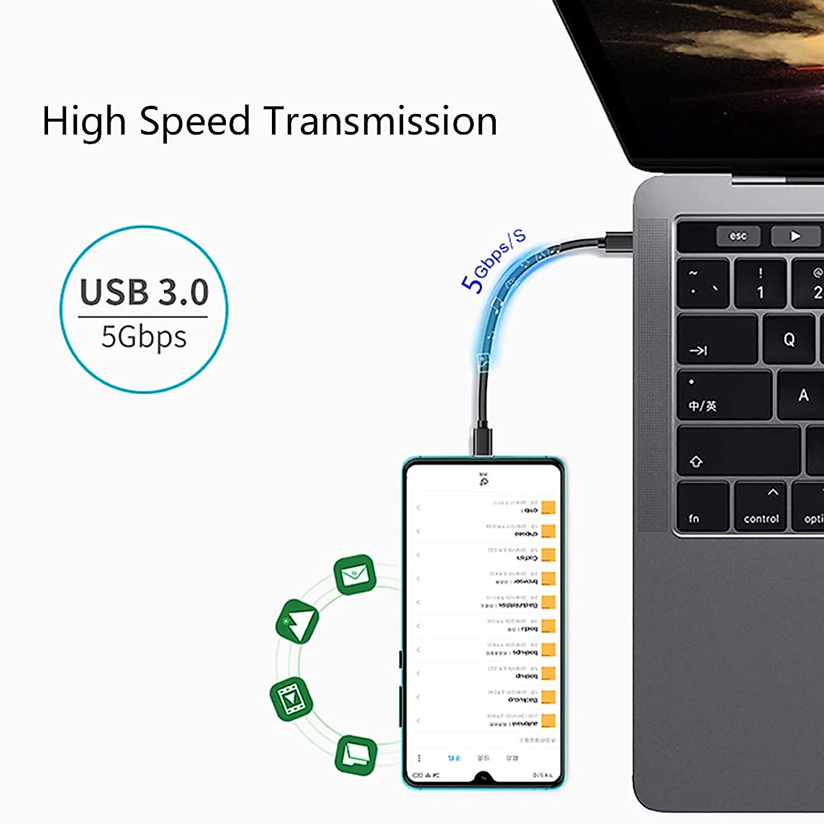 USB C to USB C Data Cable Short Charging Cable(About 4.8 inch)Type C high Speed Charger Cable Support USB 3.0 Data Transmission and QC PD Fast Charge Compatible with Smartphones, laptops (4.8)