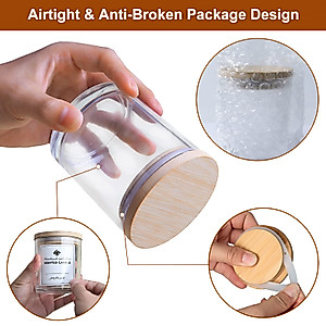 CONNOO 12Pack 10 OZ Clear Glass Candle Jars with Bamboo Lids for Making Candles, Large Size Empty Candle Tins with Wooden Lids, Bulk Clean Candle Containers - Dishwasher Safe