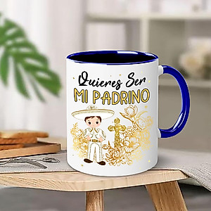 WHIDOBE Godparents Proposal Mug Set, Padrino De Bautizo Cup Set, Bautizo Recuerdos Juego De 2 Tazas,God parents Presents Proposal, Quieren Ser Mis Padrinos, Quieres Ser Mi Madrina, Wedding Mug 11OZ