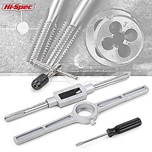 Hi-Spec 39 Piece SAE & Metric Tap & Die Set. Complete M3 to M12 / #4 to 1/2in Fine & Coarse Tools to Cut, Chase and Thread with Screw Pitch Gauge in a Tray Case