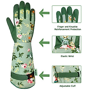 WANCHI Cowhide Leather Thorn Proof Gardening Gloves Medium + Long Sleeve Garden Gloves Small