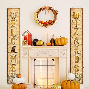 Magical Witch Halloween Decorations Outdoor Wizard Porch Sign Banner Halloween Birthday Party Decorations and Supplies for Home