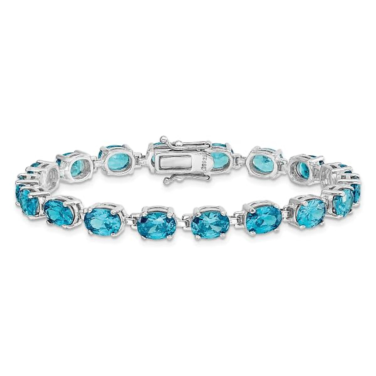 IceCarats 925 Sterling Silver Blue Topaz 6.5 inch Chain Gemstone Tennis Bracelet