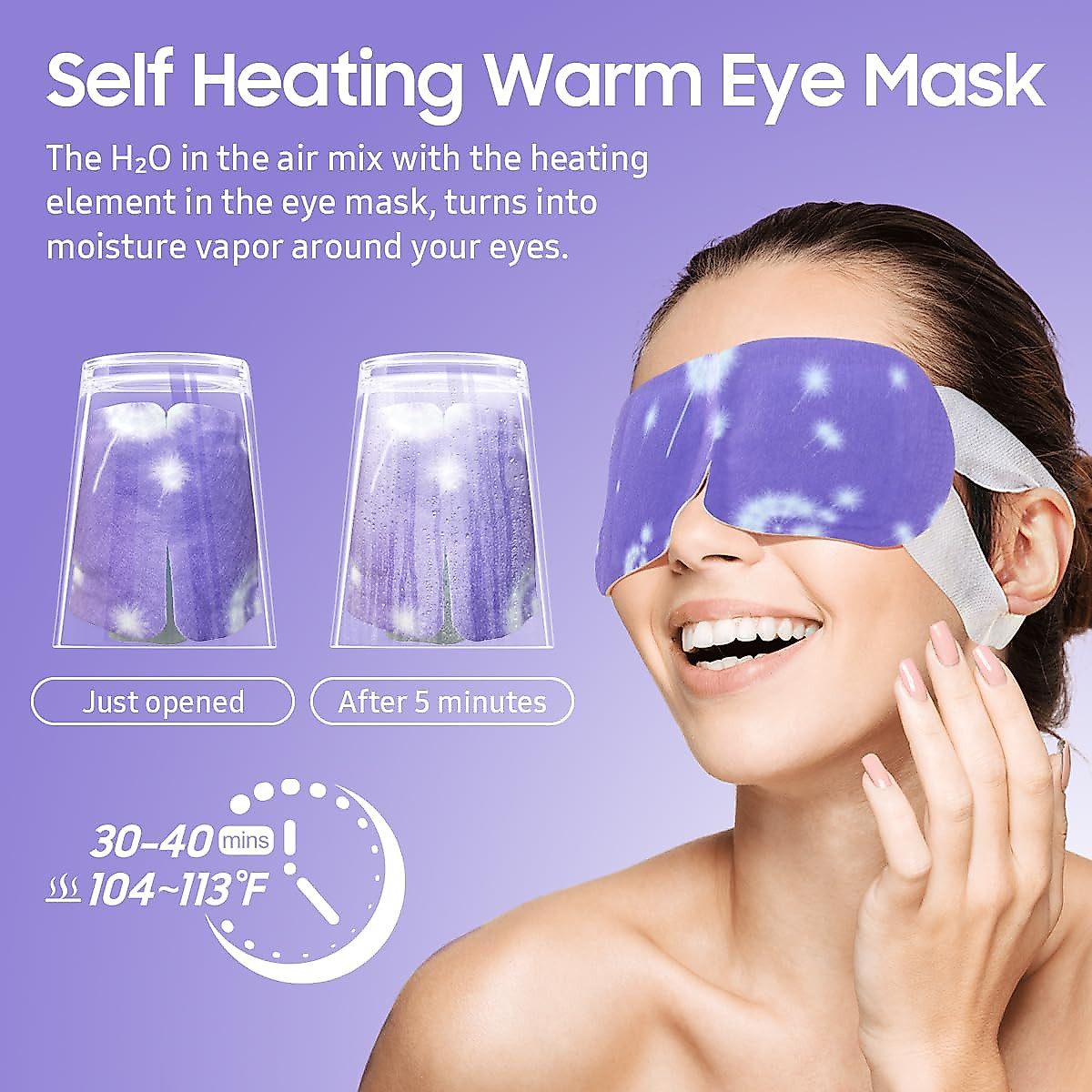BeHoomi Steam Eye Mask, 10 Packs Heated Eye Mask, Self Heating Disposable SPA Warm Compress for Eyes Sleep Mask, Soothing Moist Heat Eye Masks, Travel Essentials & Relaxation Gifts (Lavender Scent)