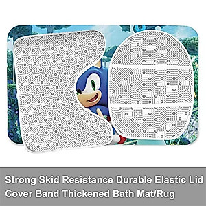 BOABIXA Son.ic The Hedge.hog 4 Piece Shower Curtain Sets, with Non-Slip Rugs, Toilet Lid Cover and Bath Mat, Durable and Waterproof, for Bathroom Decor Set, 72inch X 72inch (20220305)