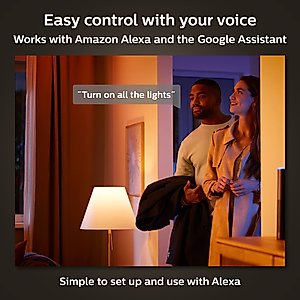Philips Hue Smart 60W A19 LED Bulb - White and Color Ambiance Color-Changing Light - 4 Pack - 800LM - E26 - Indoor - Control with Hue App - Works with Alexa, Google Assistant and Apple Homekit