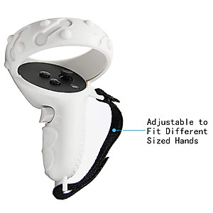 VRbrother Controller Grip Cover for Oculus Quest 2,Polka Dot Design Protect the Controllers from being Dropped and Bumped,Anti-Throw Hand Strap Adjustable Wrist Knuckle Strapstrap,VR Accessories,White