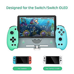 Mcbazel Switch Controller Grip for Handheld Mode, Ergonomic Controller for Switch/ Switch OLED with 6-Axis Gyro, Mapping, Vibration - Green & Blue
