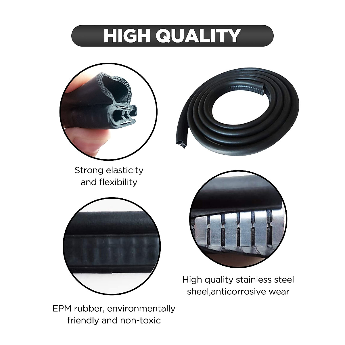 VAGURFO Rubber Edge Trim,Car Weather Striping,Door Rubber Seal Strip Trim Seal,Automotive Weather Stripping Edge Guard for Cars, Boats, RVs, Trucks, and Home Applications (20 FT)