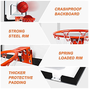 Jugana Indoor Basketball Hoop for Kids Adults, Mini Basketball Hoop for Door & Wall with 4 Balls Room Basketball Hoop Over The Door Mini Hoop Basketball Toys for Kids Boys 3 4 5 67 8 9 10 11 12