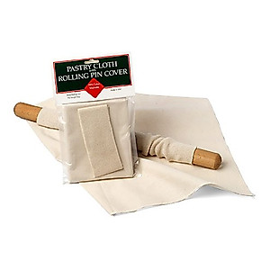 Kitchen Supply Unbleached Cotton Pastry Cloth and Rolling Pin Cover Set