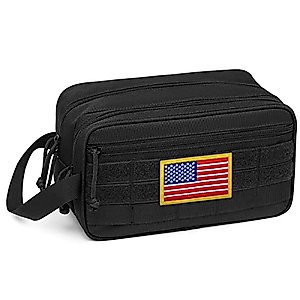 TACTICISM Toiletry Bag for Men - Dry Wet Separate Travel Toiletry Bag, Tactical Molle Dopp Kit for Men with Large Capacity, Water-Resistant Shaving Bag for Adult Women for Travel, Black