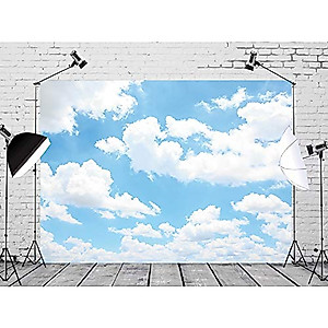 SVBright 7(W) x 5(H) ft Polyester Fabric Blue Sky White Clouds Backdrop Party Wall Decorations Sunshine 1ST Newborn Baby Shower Birthday Table Banner Photo Booth Photography Background Photo Studio