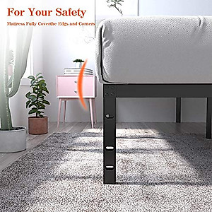 yookare 18 Inch Tall 3500lbs Heavy Duty Bed Frame Metal Platform/Maximum Storage/Mattress Foundation/Steel Slats Support/Noise Free/Box Spring Replacement,King